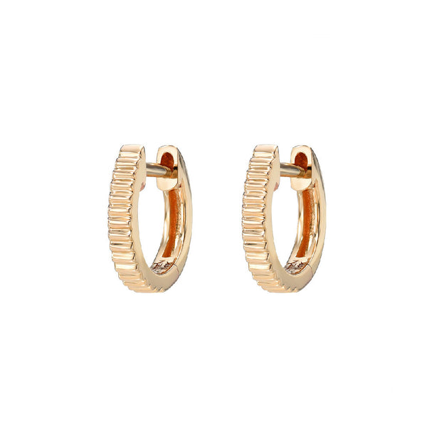 Ribbed Mini Huggies | Petite Gold Hoops with Ridged Texture | Liven Co – Liven Company