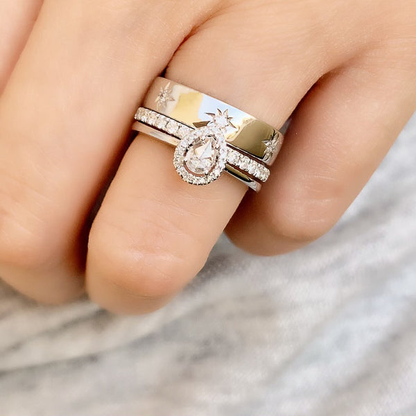 Diamond Three Quarter Band | Bridal Classic Ring | Liven Wedding ...