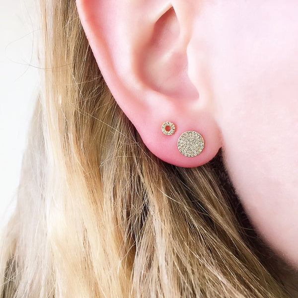 Large Round Pave Diamond Posts | Circle Studs | Disc Posts from Liven ...